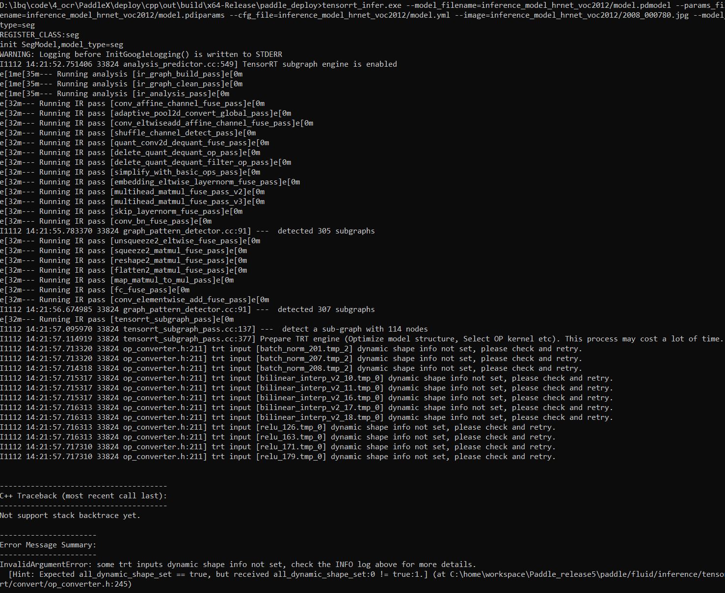 配置TensorRT的动态shape参数 · Issue #1250 · PaddlePaddle/PaddleX · GitHub