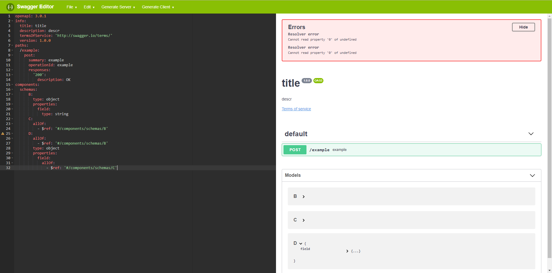 Schema reference names clash · Issue #1793 · swagger-api/swagger-editor · GitHub