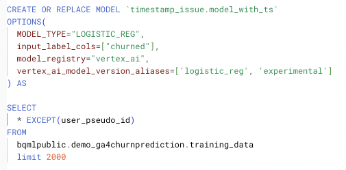 Online prediction with BigQuery ML: FailedPrecondition: 400 Model is not exportable from ...