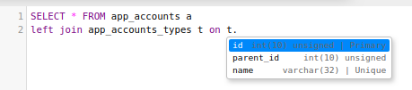 Autocomplete is not working in case table name quoted by "`" symbols ...