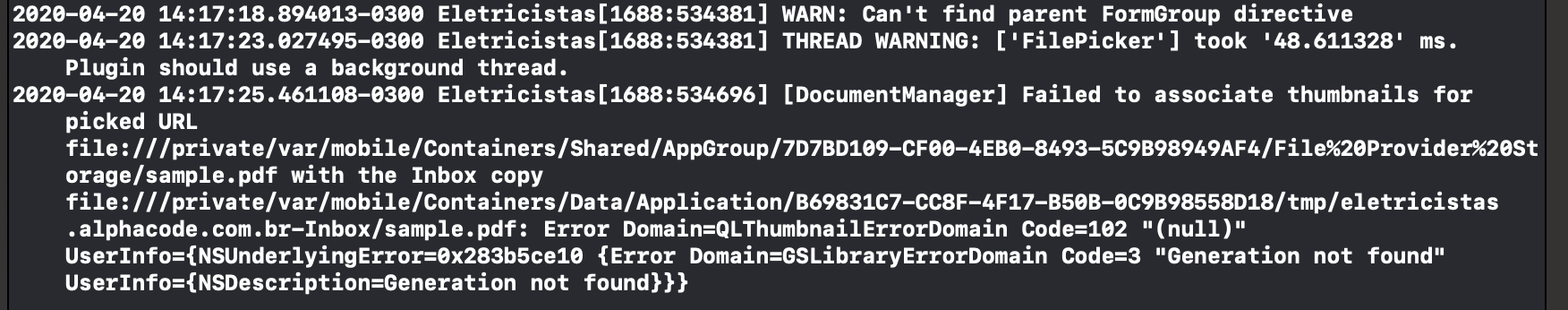Ionic 4 - [DocumentManager] Failed to associate thumbnails for picked URL · Issue #64 ...