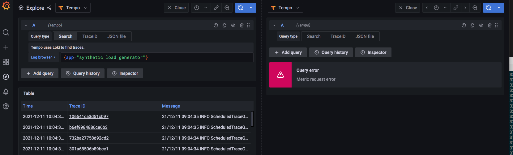 Tempo Distributed Example Gives Query Error Metric Request Error In Grafana · Issue 1171