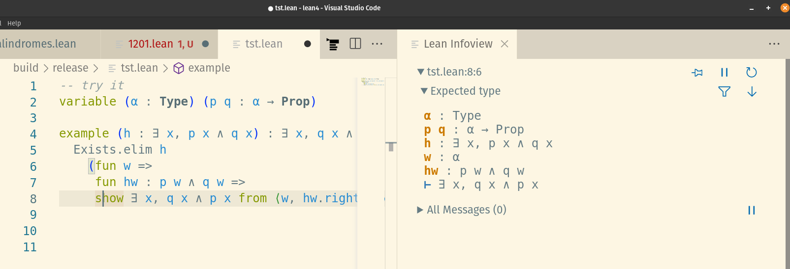 Infoview shows incorrect expected type · Issue #168 · leanprover/vscode-lean4 · GitHub