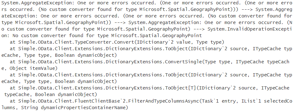 Errors Regarding Converting Geographypoint · Issue 665 · Simple Odata Clientsimpleodata