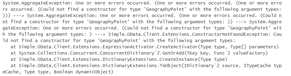 Errors Regarding Converting Geographypoint · Issue 665 · Simple Odata Clientsimpleodata
