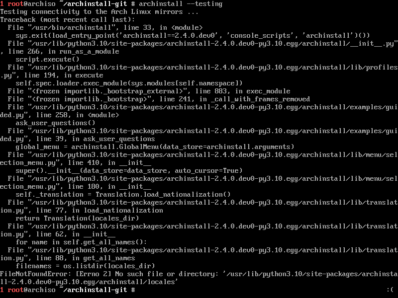 Latest Test Isos Arent Working Due To Missing Locales Directory · Issue 968 · Archlinux 