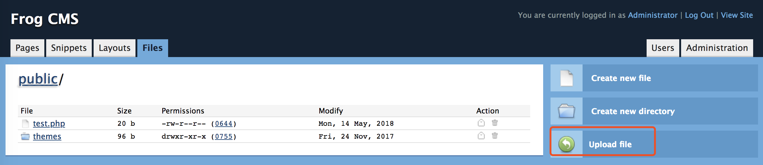 Frog CMS 0.9.5 has a file upload Vulnerability · Issue #11 · philippe/FrogCMS · GitHub