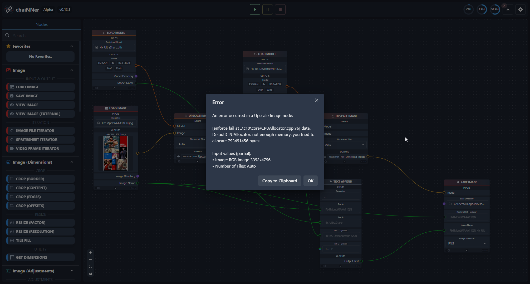Can't allocate memory beyond 16Gb of RAM · Issue #826 · chaiNNer-org/chaiNNer · GitHub