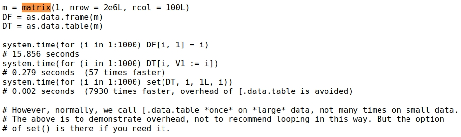 Extraction from data table is a magnitutde slower than R base matrices · Issue #3036 ...