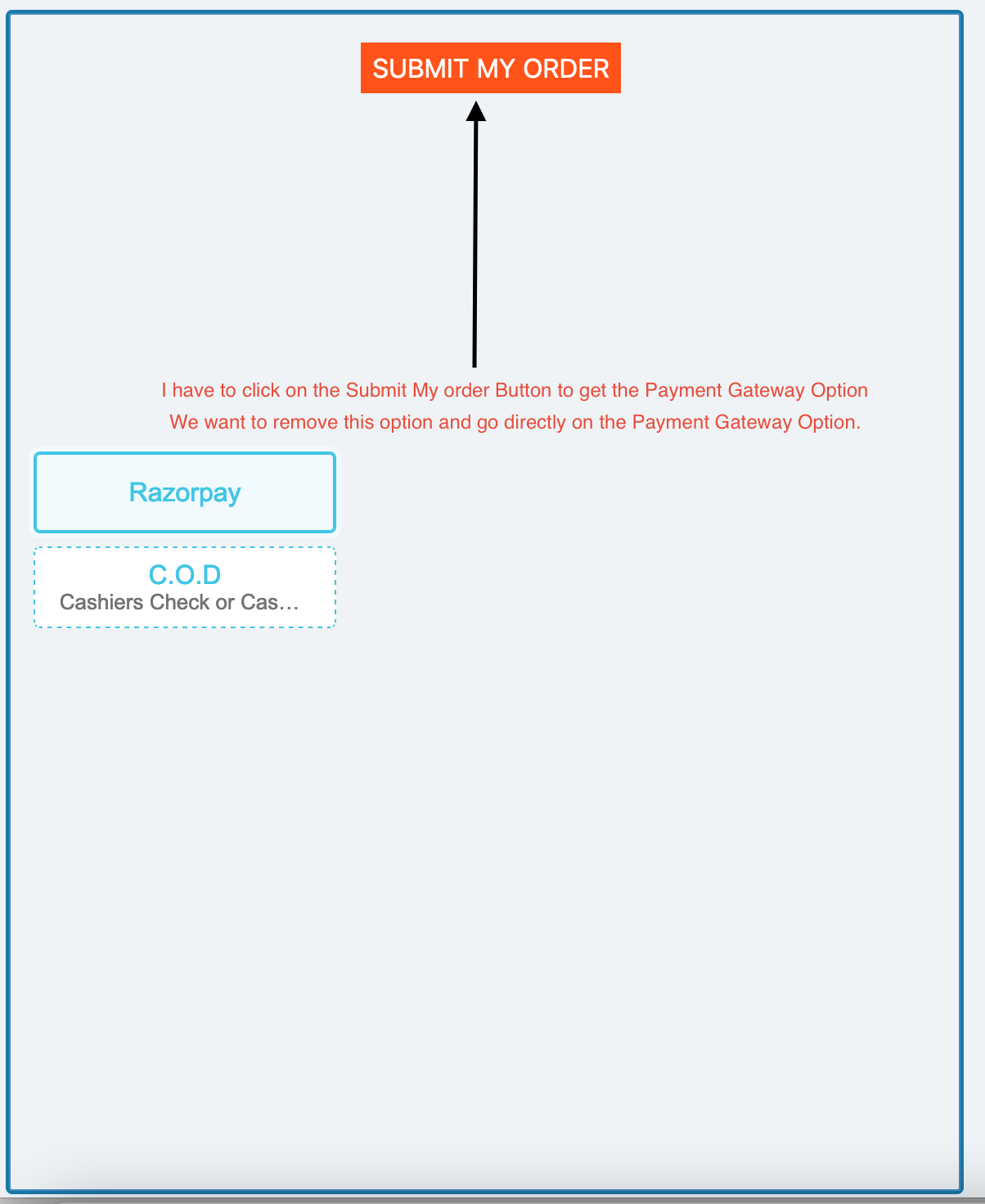 how to remove the Submit Form option from the payment process · Issue #22 · razorpay/razorpay ...