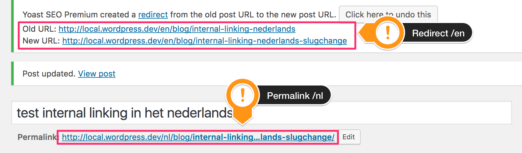 [WPML] Changing the slug of a post shows incorrect redirect message with WPML active · Issue ...