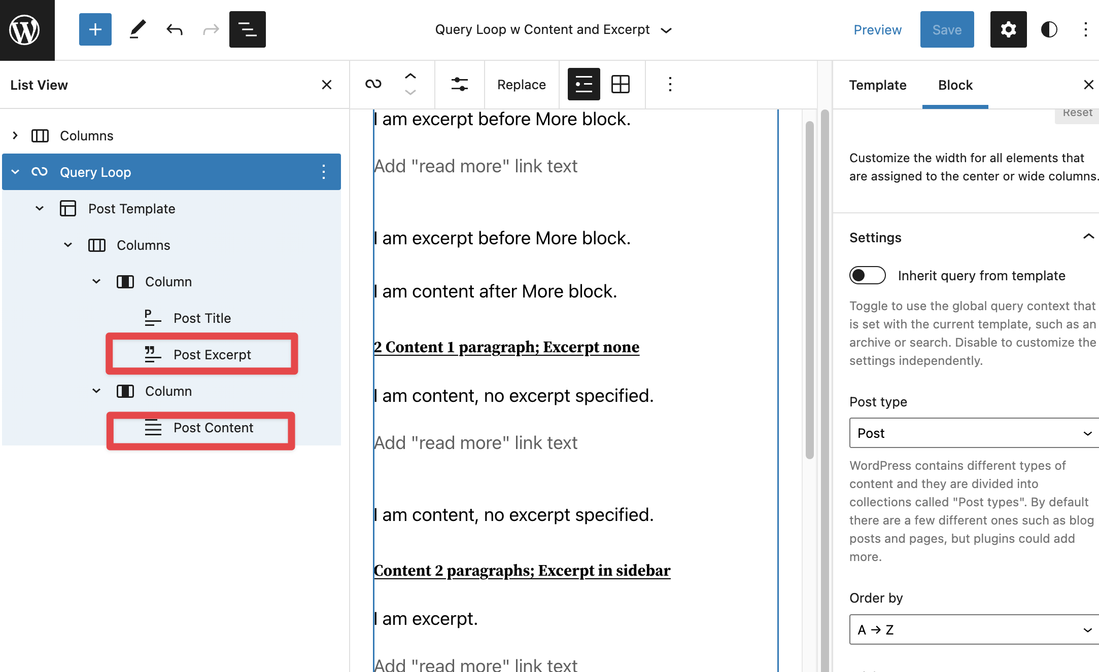 Post Content behaves inconsistently in Query Loop block · Issue #40743 · WordPress/gutenberg ...