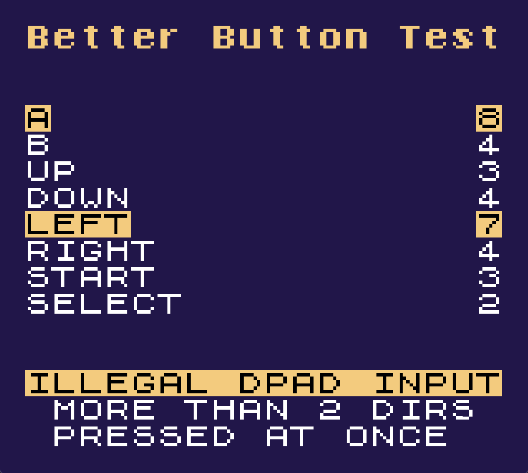 GitHub - orangeglo/better-button-test: Button test ROM for Game Boy