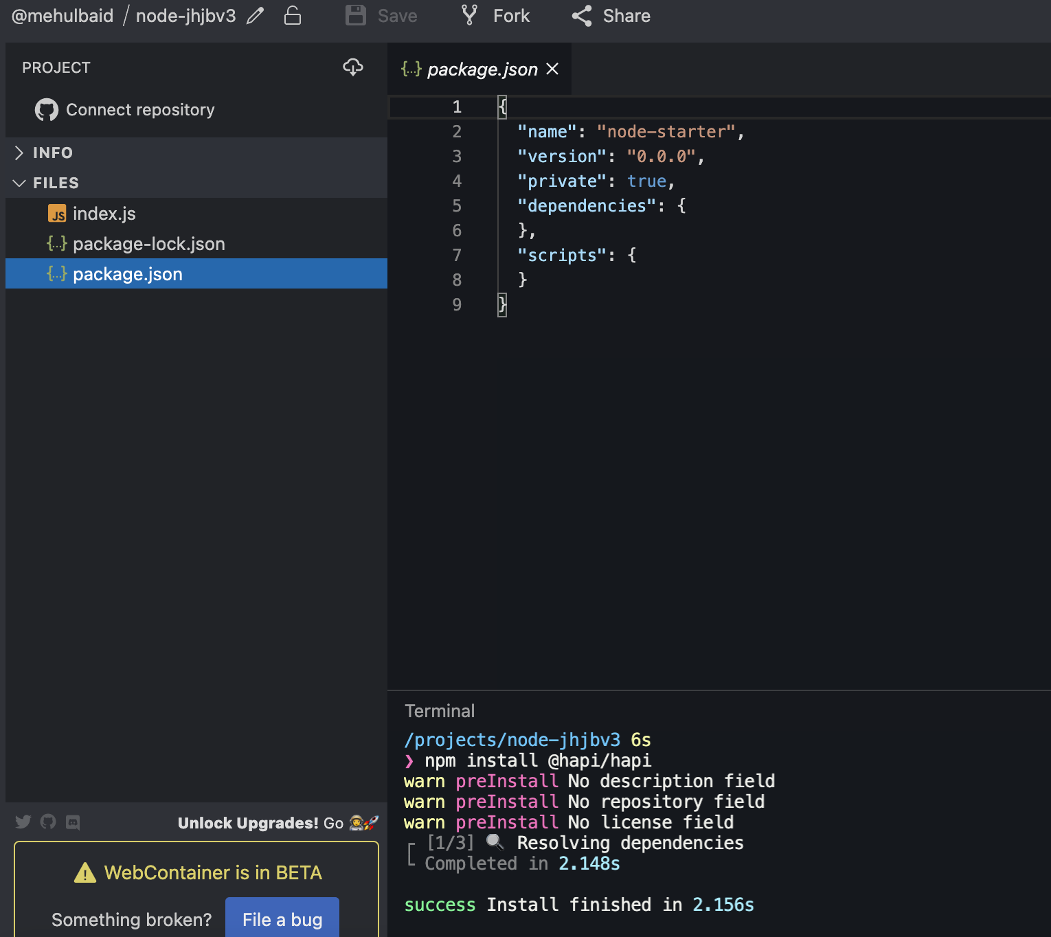 BUG: Installed dependencies don't show up in package.json · Issue #110 · stackblitz/webcontainer ...