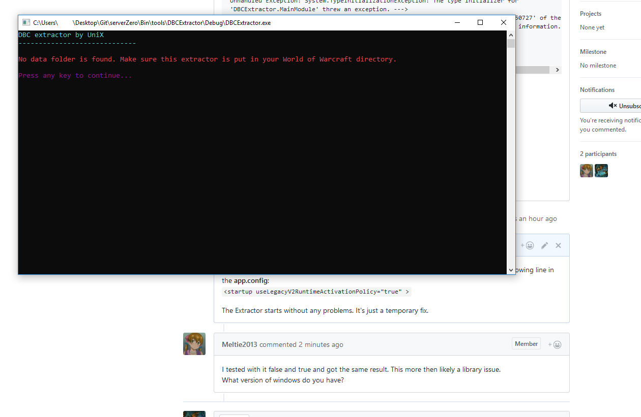 DBC Extractor Framework Version Mismatch · Issue #126 · mangosvb/serverZero · GitHub