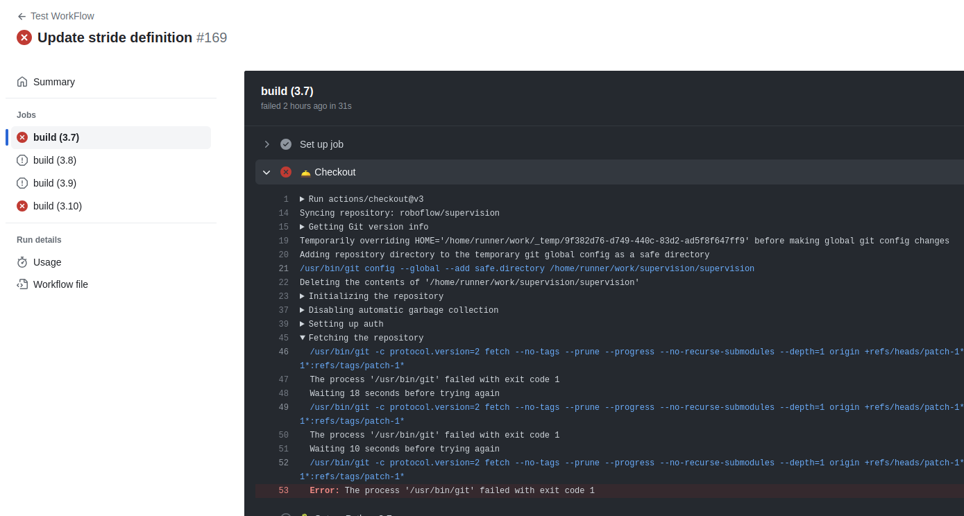 Error when running PR checks · Issue #138 · roboflow/supervision · GitHub