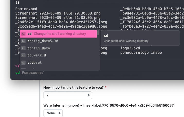 Show completion menu under the text · Issue #3468 · warpdotdev/Warp · GitHub