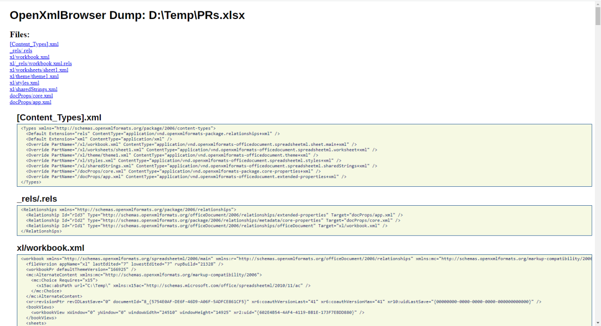 GitHub - pdavis68/OpenXmlBrowser: Generates a .html file (and displays ...