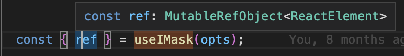 useIMask broken `ref` types · Issue #646 · uNmAnNeR/imaskjs · GitHub