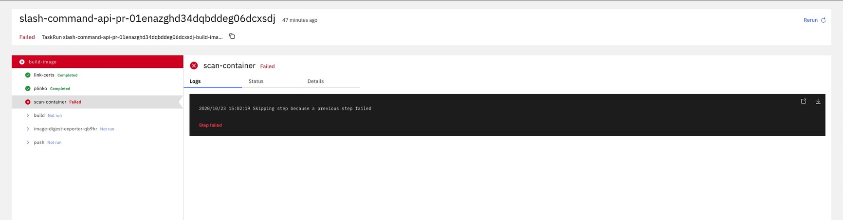 Dashboard displays task steps incorrectly after step failure · Issue #1790 · tektoncd/dashboard ...