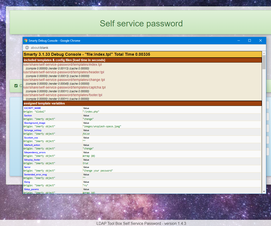 Smarty Debug Console Avalible By Default · Issue 548 · Ltb Projectself Service Password · Github