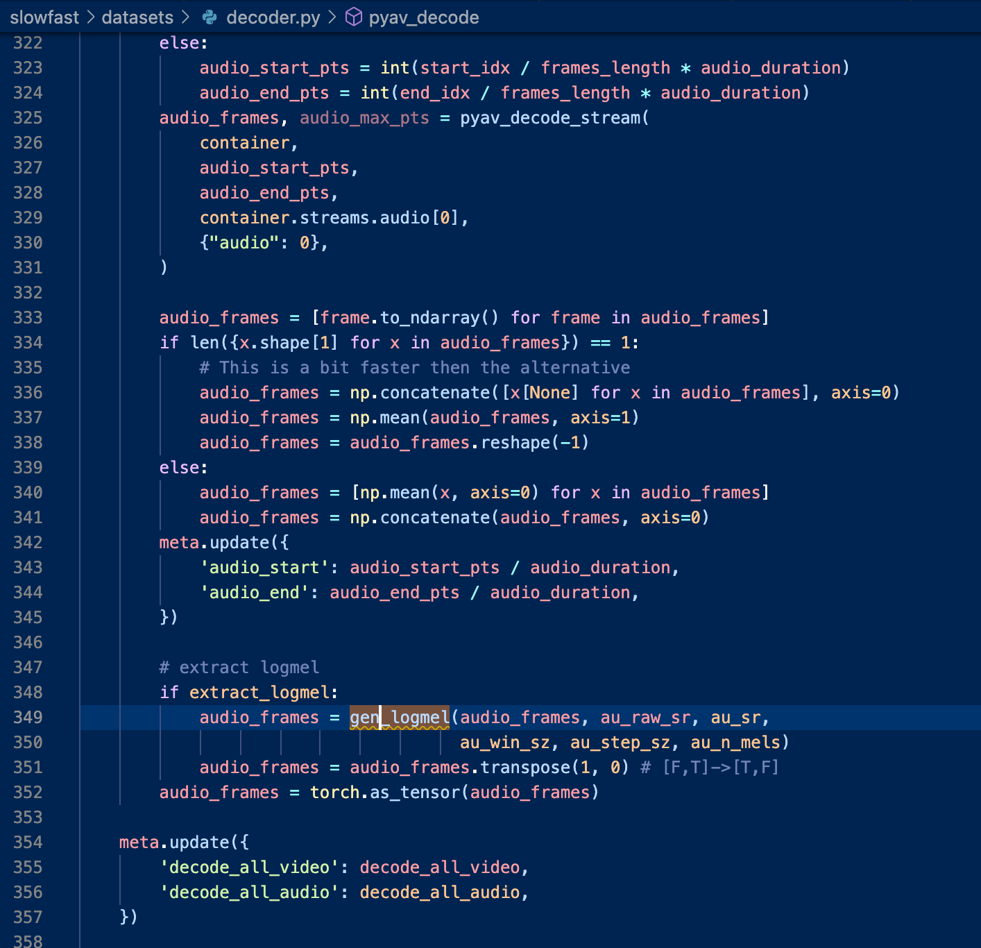 Issue: 'Failed to decode by pyav with exception: name 'gen_logmel' is ...