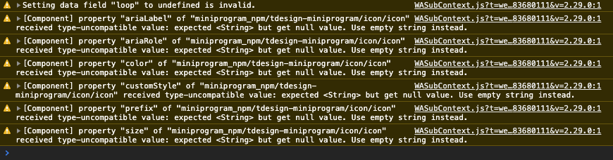 [Message 消息通知] 使用时存在大量警告 · Issue #1488 · Tencent/tdesign-miniprogram · GitHub