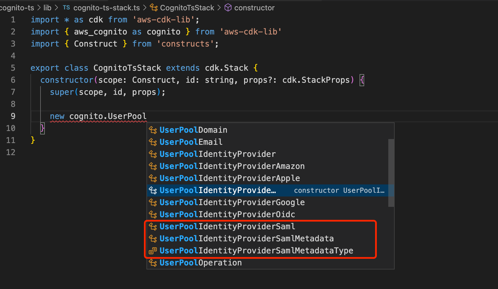 Aws Cognito Missing Userpoolidentityprovidersaml Class In Typescript 8691