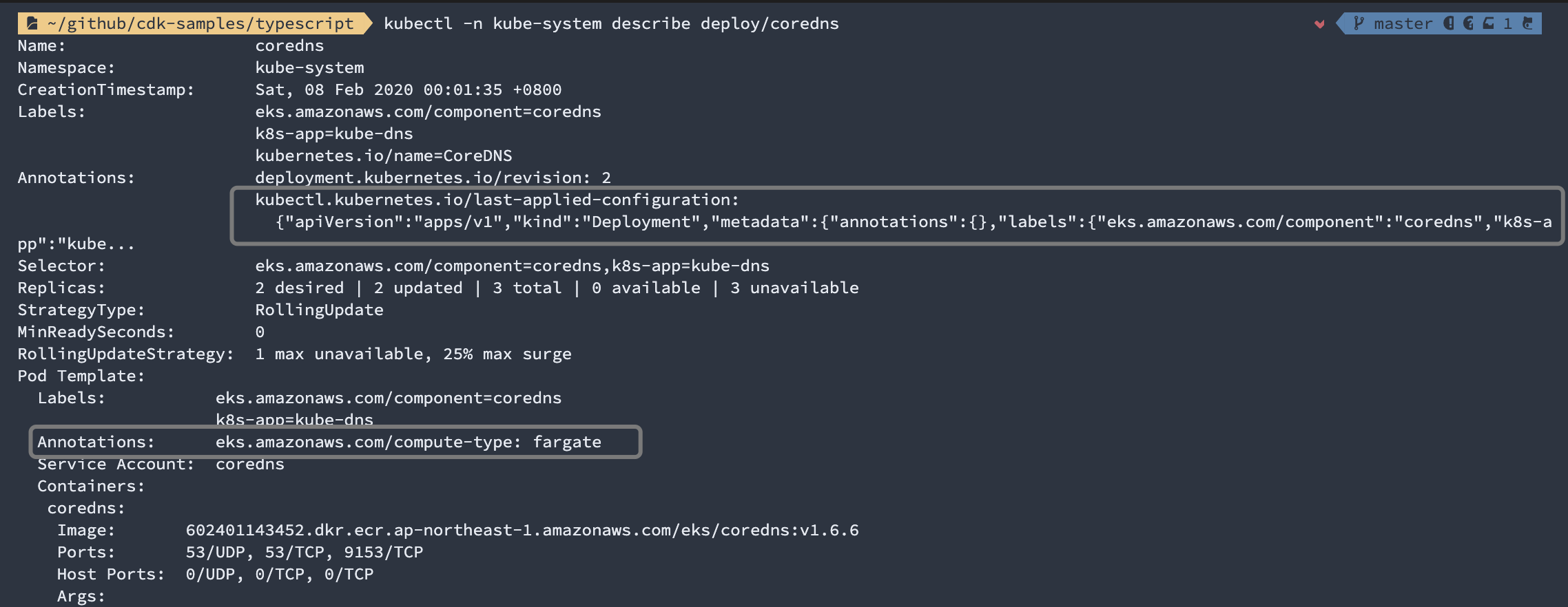 [aws-eks] CoreDNS pods not starting automatically after eks.FargateCluster deployment · Issue ...