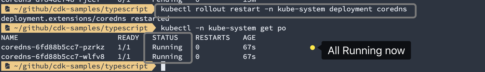 [aws-eks] CoreDNS pods not starting automatically after eks.FargateCluster deployment · Issue ...