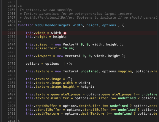 WebGLCubeRenderTarget error: "Cannot set property 'width' of undefined ...