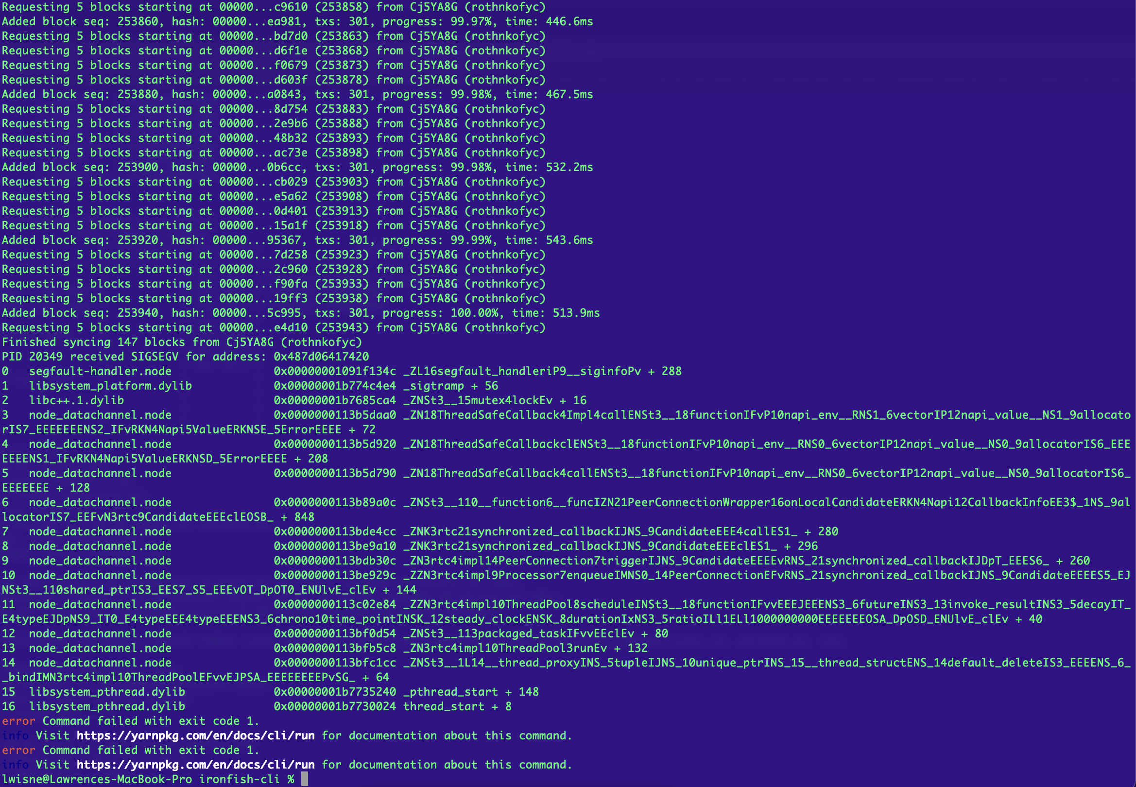 Error upon reaching 100% sync · Issue #2496 · iron-fish/ironfish · GitHub
