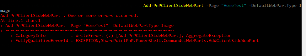 Add-PnPClientSideWebPart : One or more errors occurred. · Issue #2765 · pnp/PnP-PowerShell · GitHub