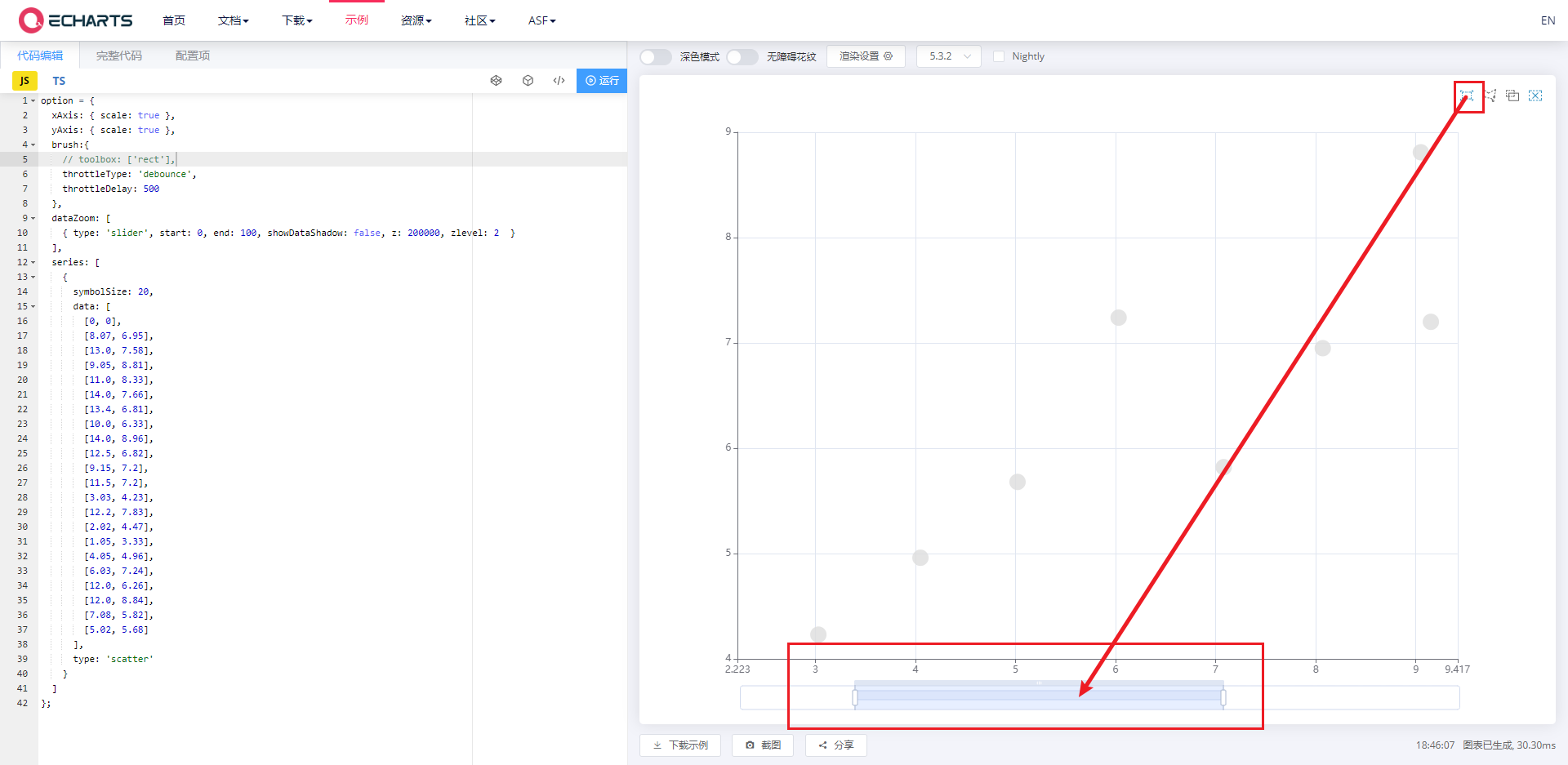 [Bug] brush 和 dataZoom.slider.brushSelect 框选重复 · Issue #17312 · apache/echarts · GitHub