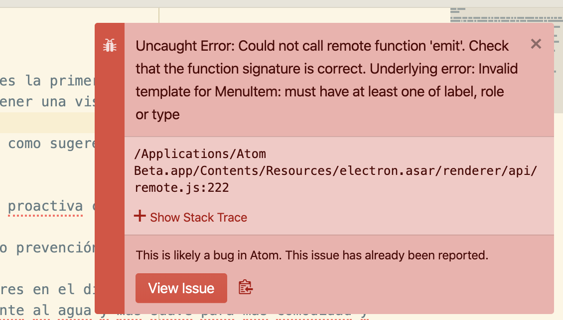 Uncaught Error: Could not call remote function 'emit'. Check that the function signature is ...