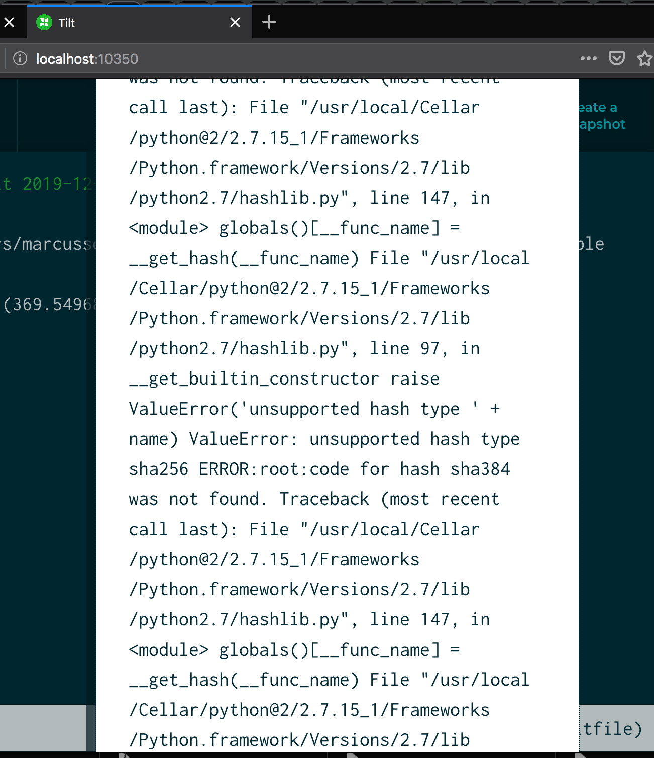 Long Fatal Errors Do Not Show Up Correctly In The Tilt Ui · Issue 2760 · Tilt Dev Tilt · Github