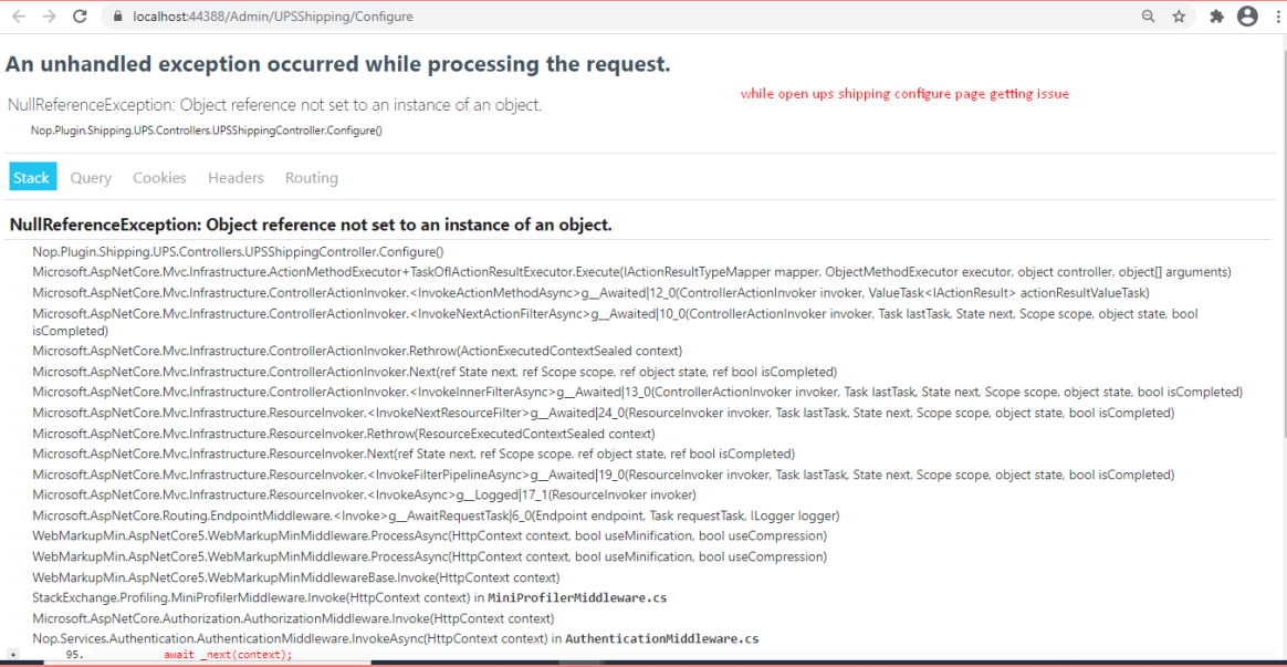 UPS configure getting issue of Object reference not set to an instance of an object / Admin side ...