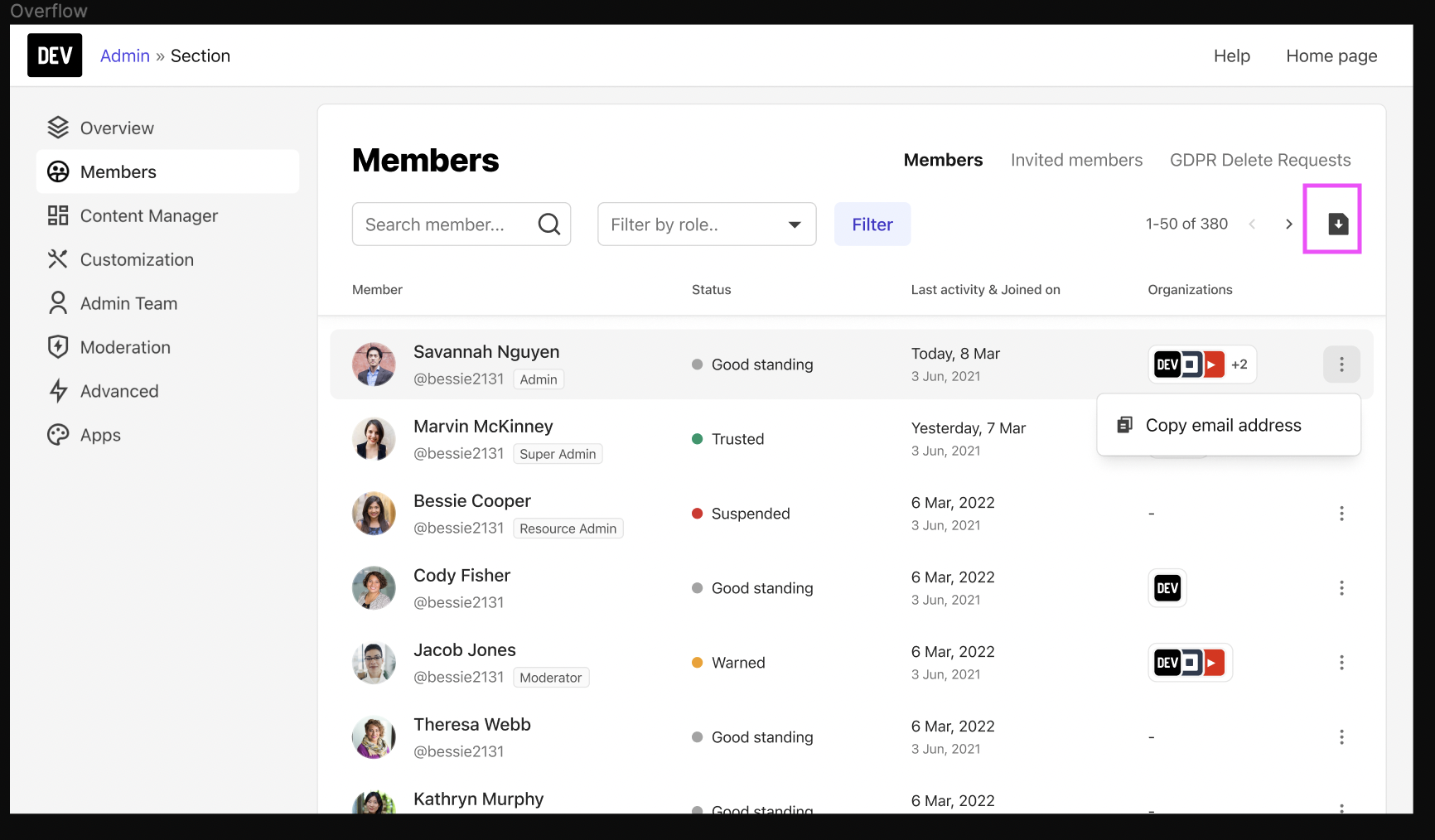 Export users from the table · Issue #16934 · forem/forem · GitHub
