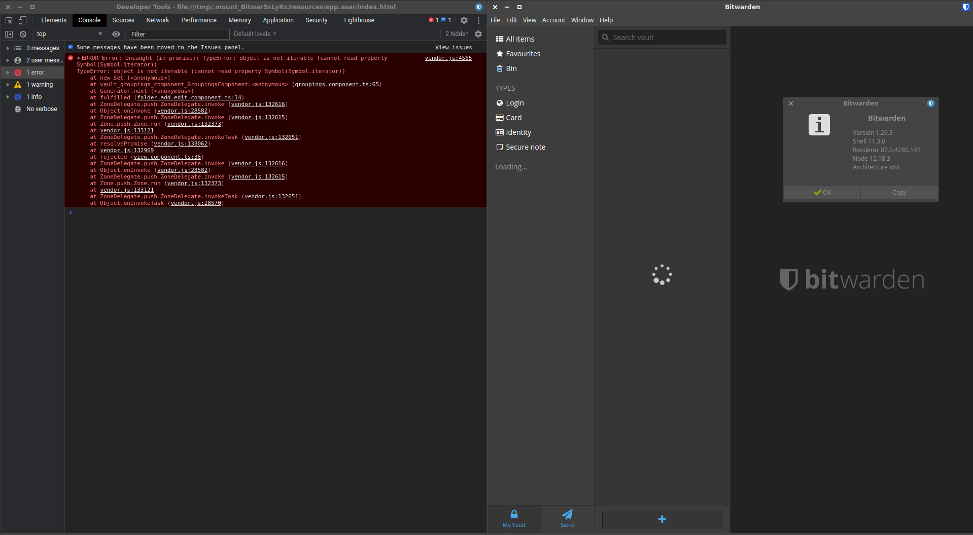 Folder and item lists do not load after unlocking · Issue #894 · bitwarden/desktop · GitHub
