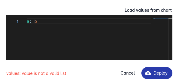 When deploying a new release values should be optional, and should accept YAML instead of a list ...