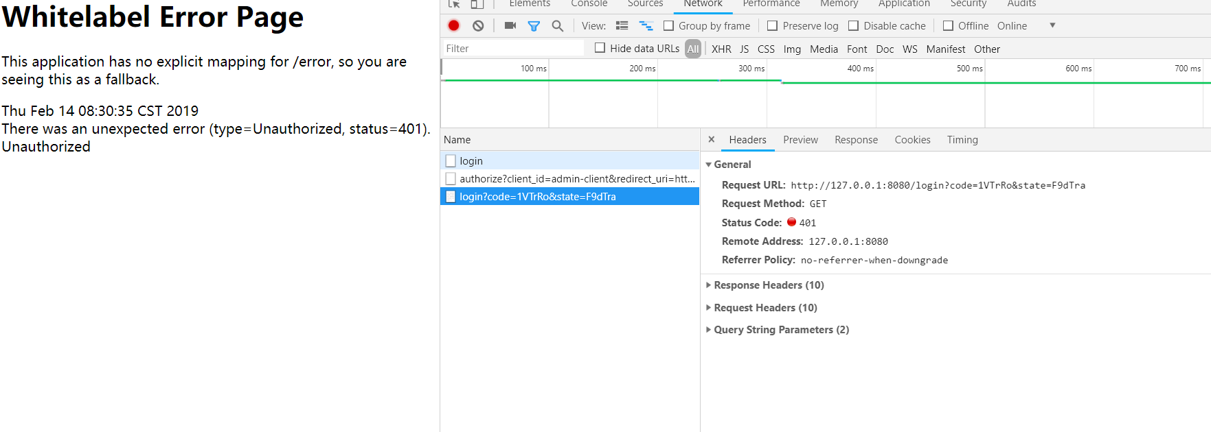 401 Appears When Login Of Client Server Is Returned After The Authorization Server Is