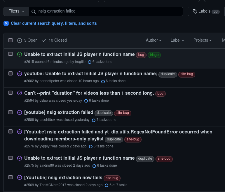Unable to extract Initial JS player n function name · Issue #2615 · yt-dlp/yt-dlp · GitHub