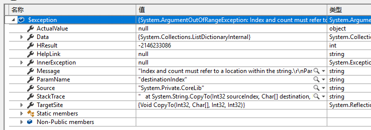 Main() Error:System.ArgumentOutOfRangeException:“Index and count must refer to a location within ...
