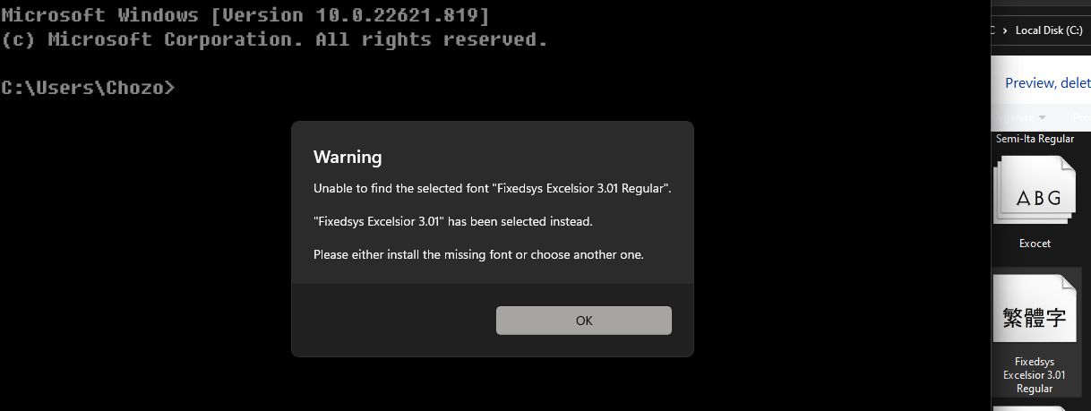 Warning: Unable to find the selected font "Ubuntu Mono". (Also Fixsys Excelsior 3.01) · Issue ...
