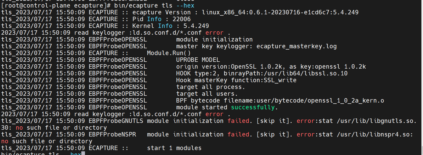 找不到tls的几个库 · Issue #382 · gojue/ecapture · GitHub