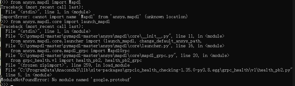 No module named 'google.protobuf' · Issue #354 · ansys/pymapdl · GitHub