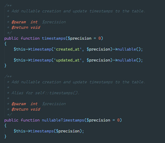 Migrations Creates A Nullable Timestamps Using The Method Timestamps · Issue 36805 · Laravel