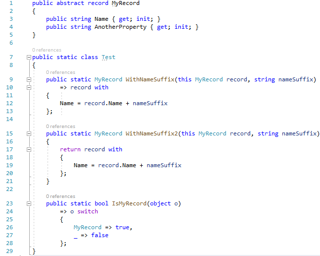 Object initializer block for `with` statement on record is not indented correctly in an ...