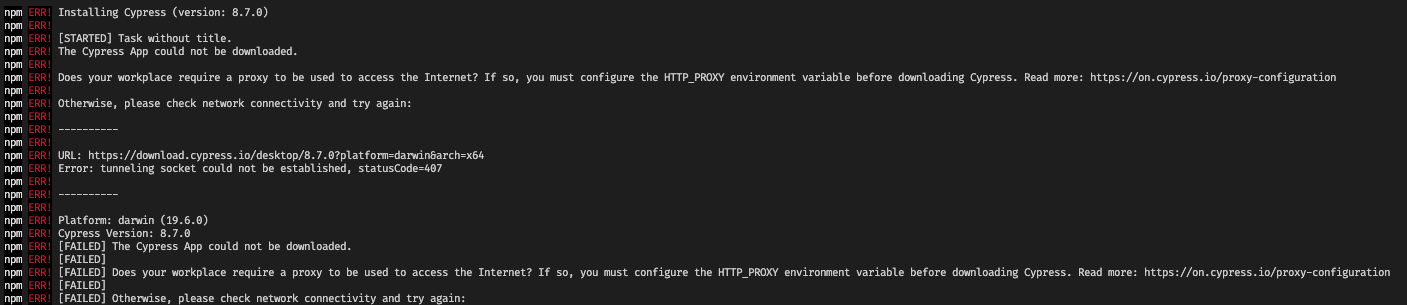 .npmrc is ignored during npm i, cypress download failes · Issue #19227 · cypress-io/cypress · GitHub