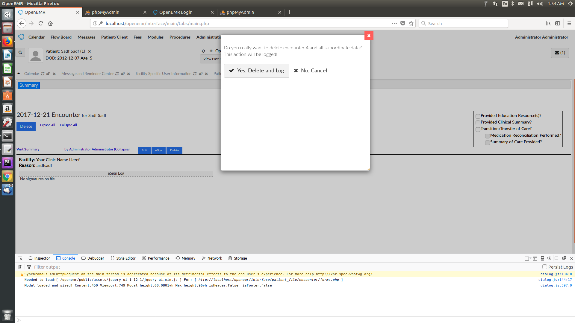 deleting an encounter does not close the encounter · Issue #1321 · openemr/openemr · GitHub